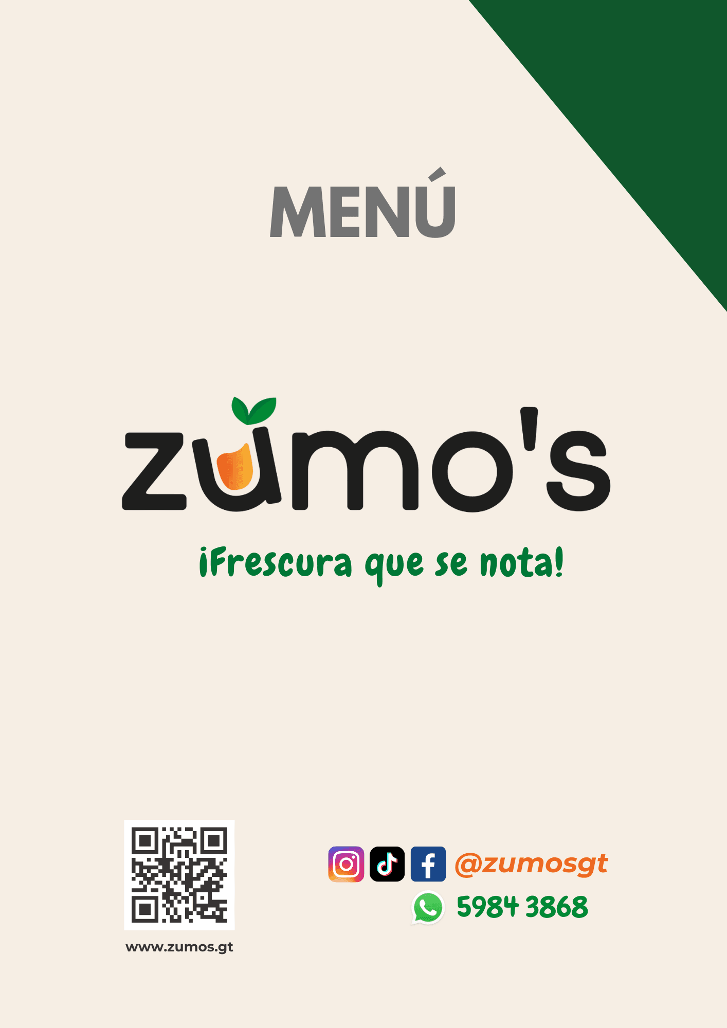 Menú - Jugos, Smoothies y Bebidas Naturales | Zumo's Guatemala